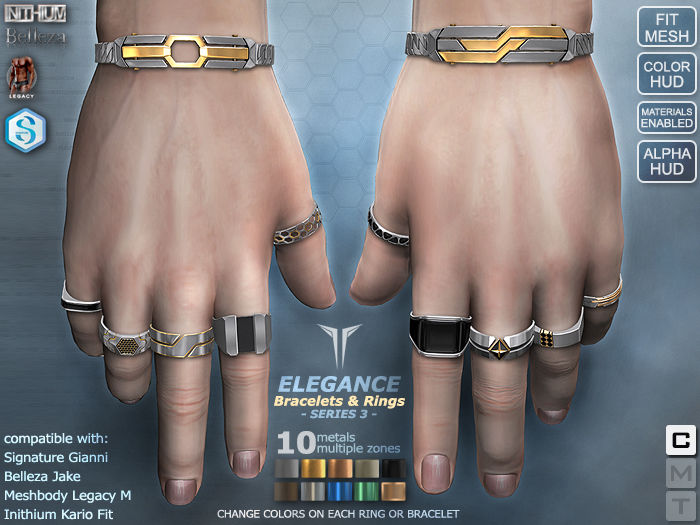 Second Life Marketplace - **RE** Elegance Bracelets & Rings - Series 3 - Singature - Belleza ...
